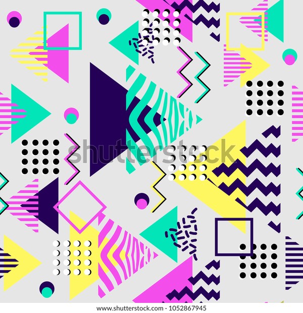 Seamless Modern Geometric Triangle Memphis Colorful Stock Vector ...