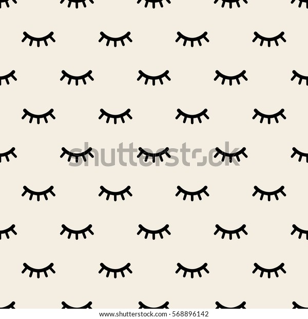 Seamless Monochrome Eyelash Pattern Background Stock Vector (Royalty ...