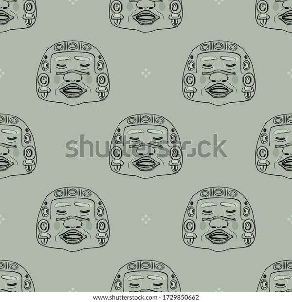 Seamless Monochrome Pattern Ancient Olmec Jade Stock Vector (Royalty ...