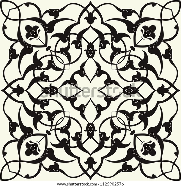 Seamless Monochrome Pattern Turkish Style Vintage: vector de stock ...