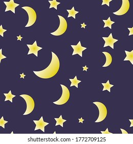 Seamless Pattern Bright Stars Moon On Stock Vector (Royalty Free ...
