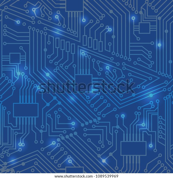 Seamless Motherboard Pattern Technology Background Microchip Stock ...