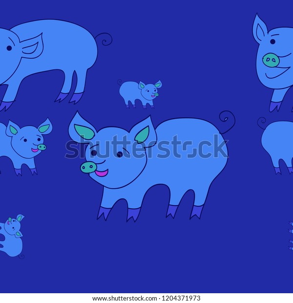 Seamless Motif Pigs Hand Drawn Stock Vector (Royalty Free) 1204371973 ...