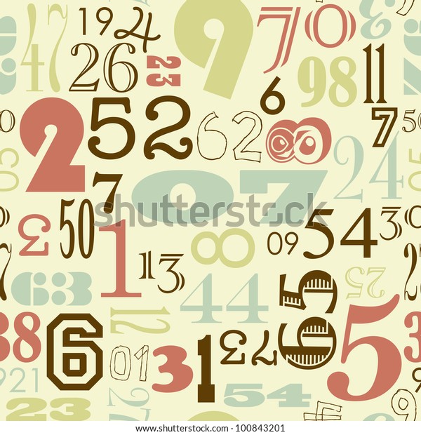 Seamless Numbers Background Retro Vintage Style Stock Vector (Royalty ...