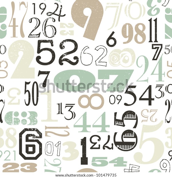 Seamless Numbers Background Retro Vintage Style Stock Vector (Royalty ...