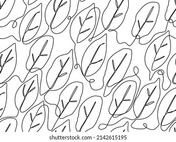 Seamless One Line Design Tree Leaves Stock Vector (Royalty Free ...