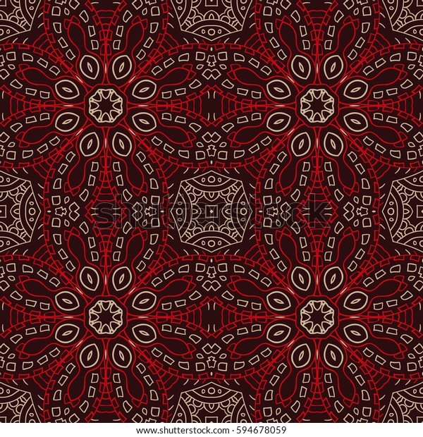 Seamless Ornament Red Brown Background Ethnic Stock Vector (Royalty ...
