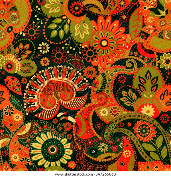 Seamless Paisley Background Floral Pattern Stock Vector (Royalty Free ...