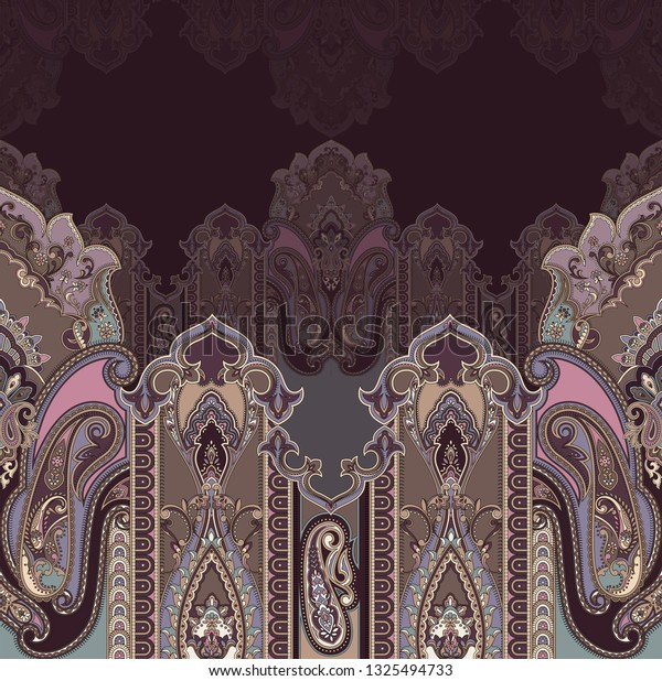Seamless Paisley Border On Vector Stock Vector (Royalty Free) 1325494733