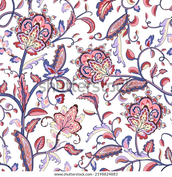 Seamless Paisley Pattern Baroque Leaves Flowers Stock Vector (Royalty ...