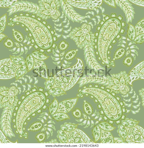Seamless Paisley Pattern Indian Textile Style Stock Vector Royalty