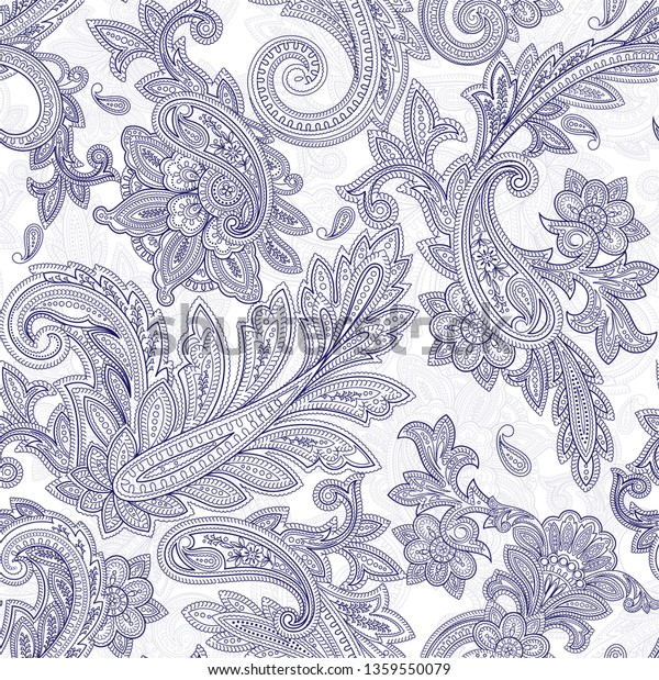 Seamless Paisley Pattern On White Background Stock Vector (Royalty Free ...