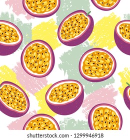 Seamless Passion Fruit Pattern Vector Bright: vector de stock (libre de ...