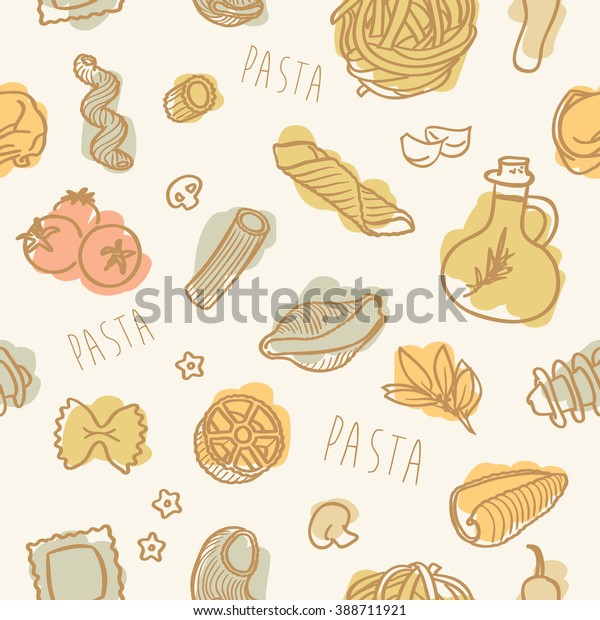 Seamless Pasta Pattern Ingredients Stock Vector (Royalty Free ...