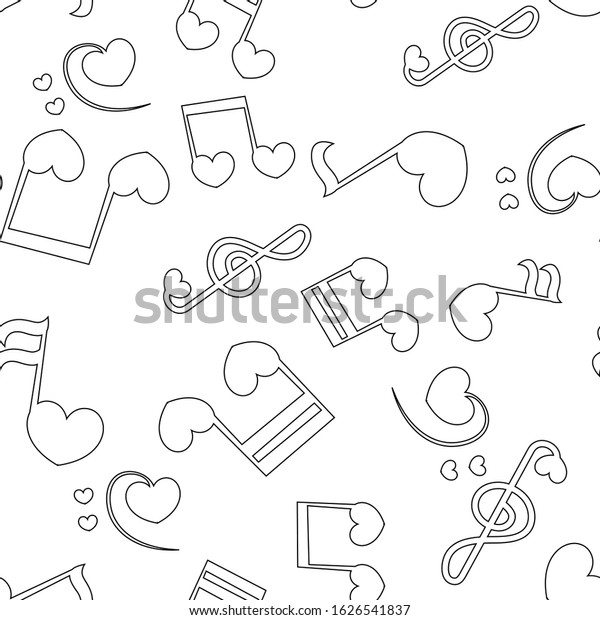 Seamless Patter Love Music Notes Hearts Stock Vector (Royalty Free ...