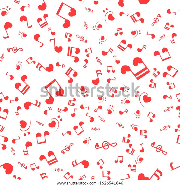 Seamless Patter Love Music Notes Hearts Stock Vector (Royalty Free ...
