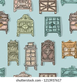 Set Illustration Antique Vintage Chest Stock Vector (Royalty Free ...