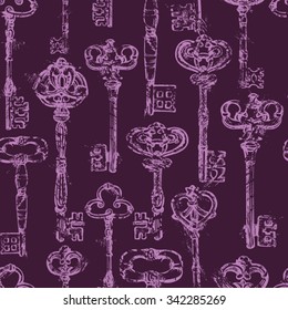 Seamless Pattern Antique Vintage Keys Grunge Stock Vector (Royalty Free ...
