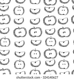 Seamless Pattern Apples Drawn Pen Ink Stock Vector (Royalty Free) 324140627