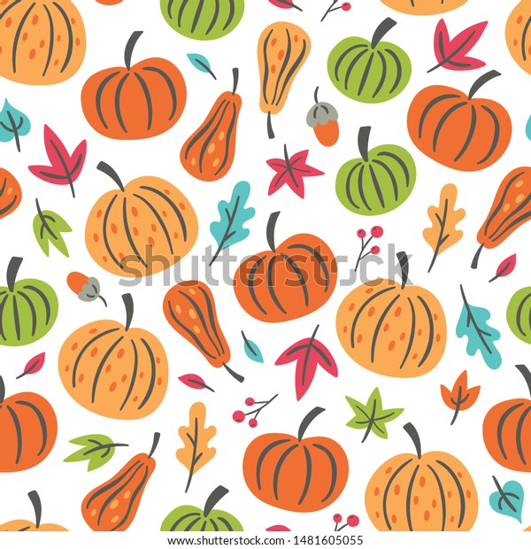 Seamless Pattern Autumn Season Pumpkin Fall Stock Vector (Royalty Free ...