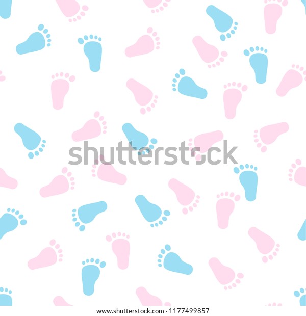 Seamless Pattern Baby Footprint Background Texture Stock Vector ...