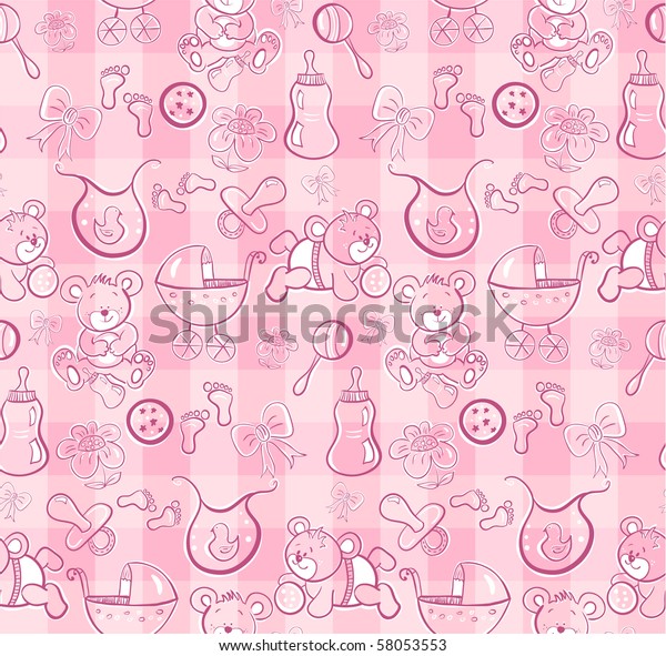 Seamless Pattern Baby Pink Collection Stock Vector (Royalty Free ...