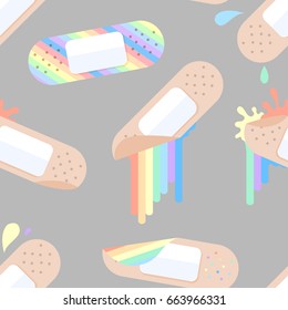 Seamless Pattern Band Aid Rainbow Splash Stock Vector (Royalty Free ...