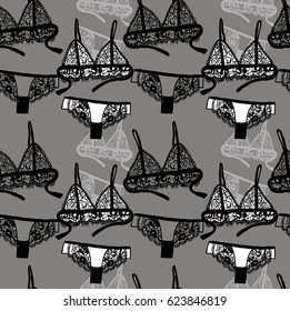 Seamless Pattern Beautiful Lingerie Drawing By Stock Vector (Royalty ...