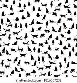 Seamless Pattern Black Cats Stock Vector (Royalty Free) 1816837232 ...
