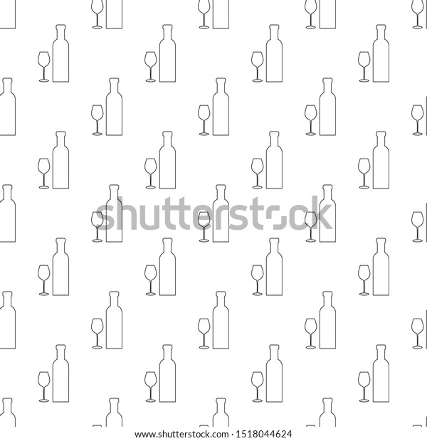 Seamless Pattern Bottles Glass Line Drawing: เวกเตอร์สต็อก (ปลอดค่า ...