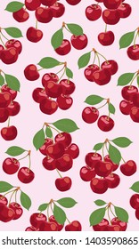 Seamless Pattern Bunch Cherry Fruits Fresh Stock Vector (Royalty Free ...