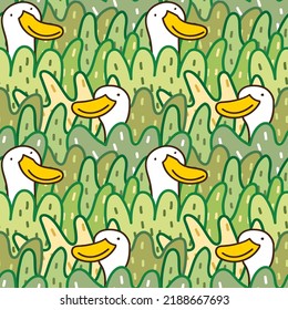 Seamless Pattern Cartoon Duck Bush Illustration Stock Vector (Royalty ...