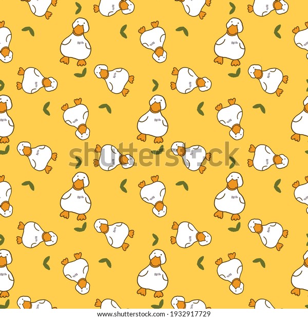 Seamless Pattern Cartoon Duck Illustration Design Stock Vector (Royalty ...