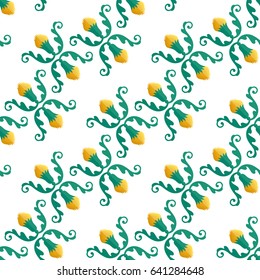 Seamless Pattern Cartoon Plant Tendril Yellow Stock Vector (Royalty ...