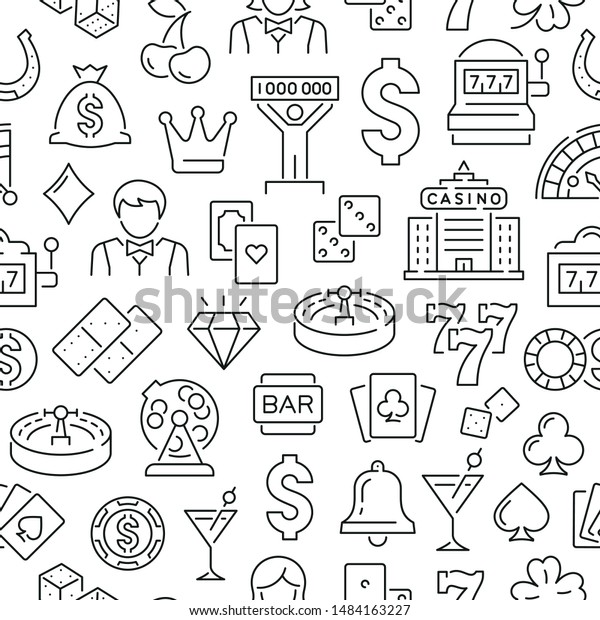Seamless Pattern Casino Gambling Black White Stock Vector (Royalty Free ...