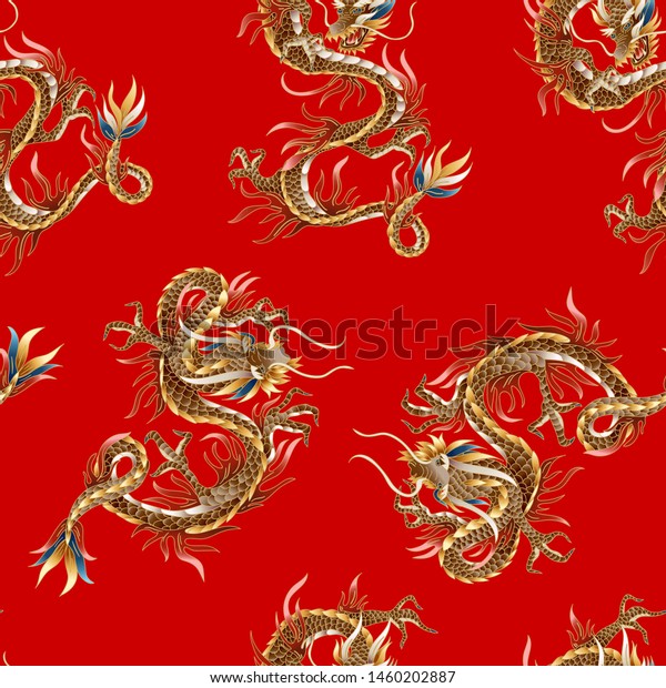 Seamless Pattern Chinese Traditional Dragon Vector Stock Vector ...