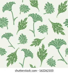 Seamless Pattern Chrysanthemum Flowers Leaves Stock Vector (Royalty ...