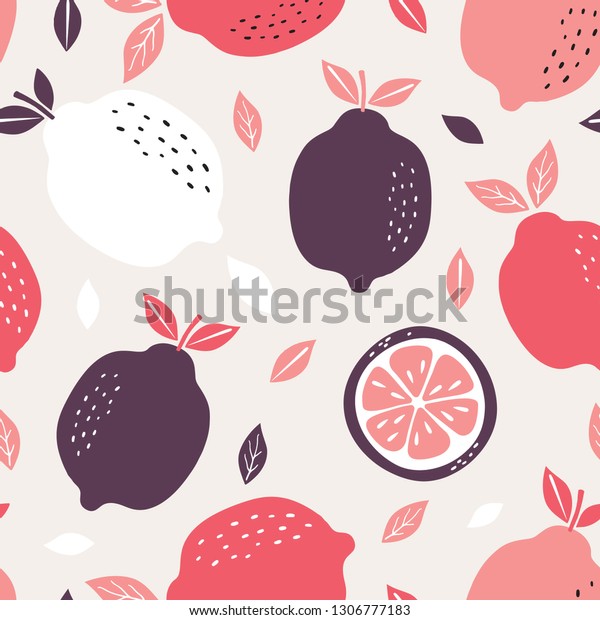 Seamless Pattern Citrus Fruits Collection Pattern Stock Vector (Royalty ...