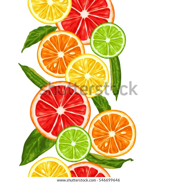 Seamless Pattern Citrus Fruits Slices Mix Stock Vector (Royalty Free ...