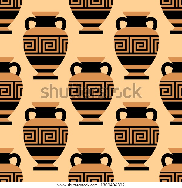 Seamless Pattern Classical Greek Amphoras Ceramic Stock Vector (Royalty ...