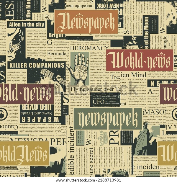 Seamless Pattern Collage Newspaper Clippings Abstract Stock Vector ...