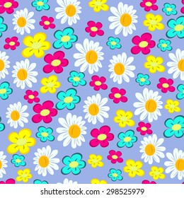 Seamless Pattern Daisy Flower Rainbow On Stock Vector (Royalty Free ...
