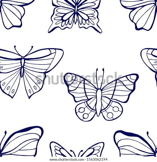 Seamless Pattern Colorful Hand Drawn Outline Stock Vector (Royalty Free ...