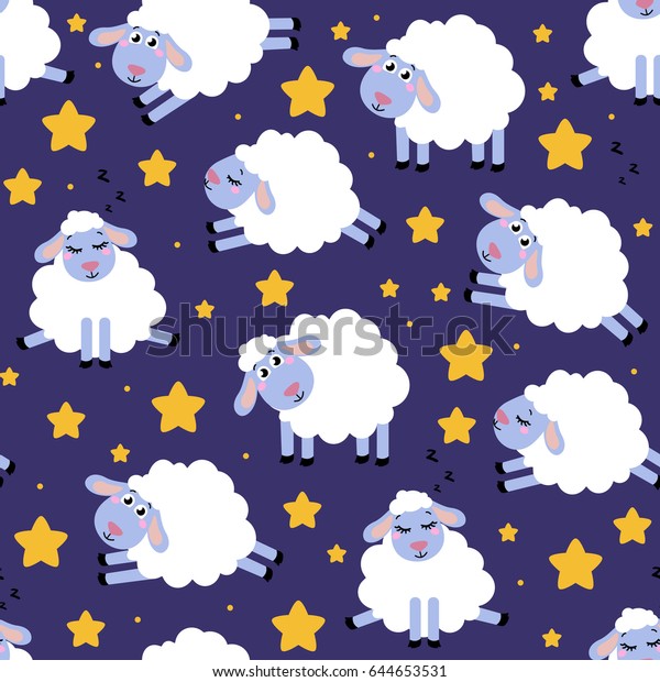 Seamless Pattern Counting Sheep Fall Asleep Stock Vector (Royalty Free ...