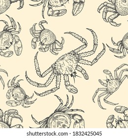 Seamless Pattern Crabs Design Element Postercard Stock Vector (Royalty ...