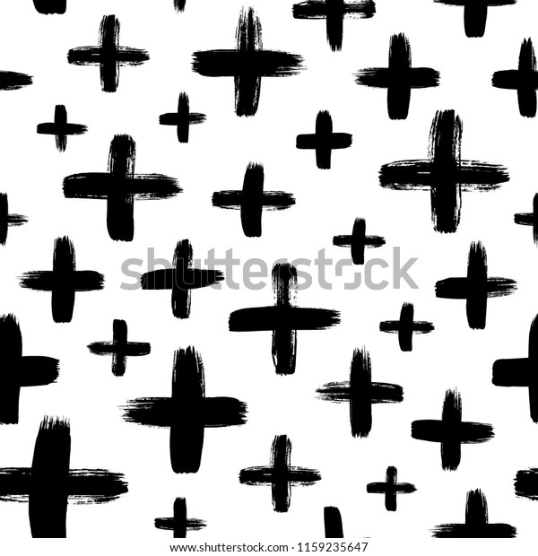 Seamless Pattern Crosses Brush Strokes Pattern Stock Vector (Royalty ...