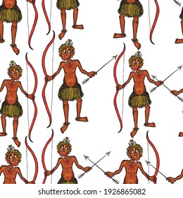 Seamless Pattern Crowd Cartoon Savage Men Stock Vector (Royalty Free ...