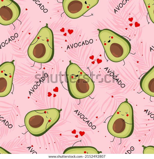 Seamless Pattern Cute Avocados Print Clothing Stok Vektör (Telifsiz ...