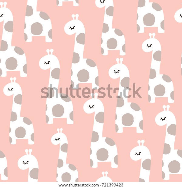 Seamless Pattern Cute Baby Giraffe Childish Stock Vector (Royalty Free ...