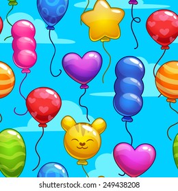 Seamless Pattern Cute Cartoon Balloons Stock Vector (Royalty Free ...